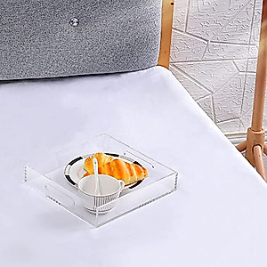 ATOZONE Clear Acrylic Ottoman Tray with Handles 10x10x2 Inch Spill Proof Serving Tray Safe Edge Organizer Tray Decorative Tray for Living Room Bedroom Kitchen Bathroom Coffee Table Countertop