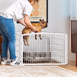 IRIS USA 24" Exercise 4-Panel Pet Playpen, Puppy Pet Small Medium Dog Pen Keep Pets Secure Easy Assemble Rust-Free Heavy-Duty Molded Plastic Customizable, White