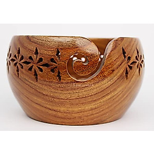 METLUMBER Wooden Yarn Bowl Holder Yarn Storage Bowl for Knitting & Crocheting Handcrafted Rosewood Yarn Storage Bowl Round Knitting Bowl Crochet Bowl Holder Knit Weave Yarn Craft (RW - Bowl - 1)