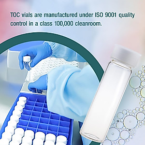 ALWSCI Borosilicate Clear Glass 40 ML EPA TOC Screw Neck Vial with White PP Screw Cap, Center Hole, PTFE Silicone Liner, Ultra-Clean, Case of 72