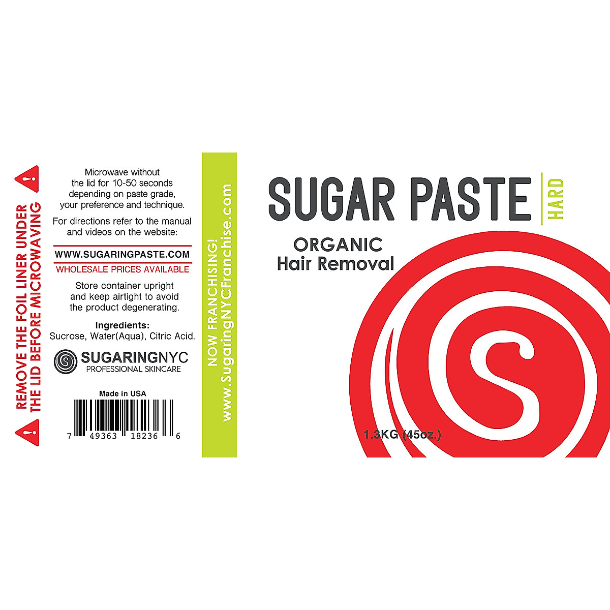 SUGARING PASTE – HARD 1.3kg 45Oz FOR TOUGHEST HAIR (BIKINI, BRAZILIAN, UNDERARMS)