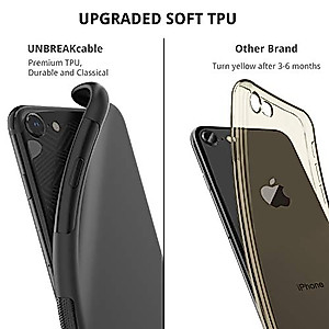 UNBREAKcable Case for iPhone SE 2020/SE 2022 / iPhone 8 /iPhone 7, Shock-Absorption, Anti-Scratch, Soft Frosted TPU Ultra Thin Cover Protective Case for iPhone 8/7/ SE 2/SE3 4.7 Inch - Matte Black