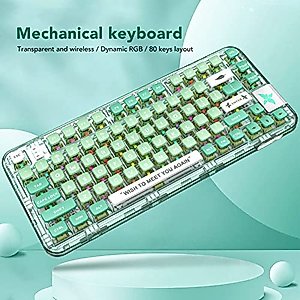 Acogedor Mechanical Keyboard RGB Backlit 80 Keys, BT 2.4ghz Wireless Type C Trimode Gaming Keyboard with Hot Swappable for Win, OS X Laptop, iOS, Android (Green)