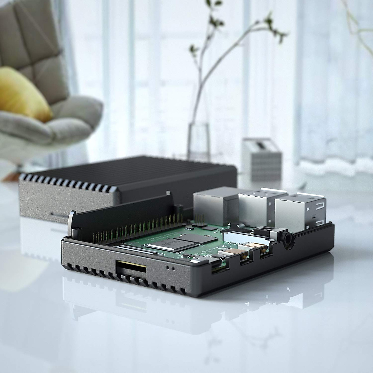 Carago Aluminum Metal Armor case for Raspberry Pi 4 Model B with Cooling Column Passive Cooling Case, Applies to Raspberry Pi 4B only (Black)