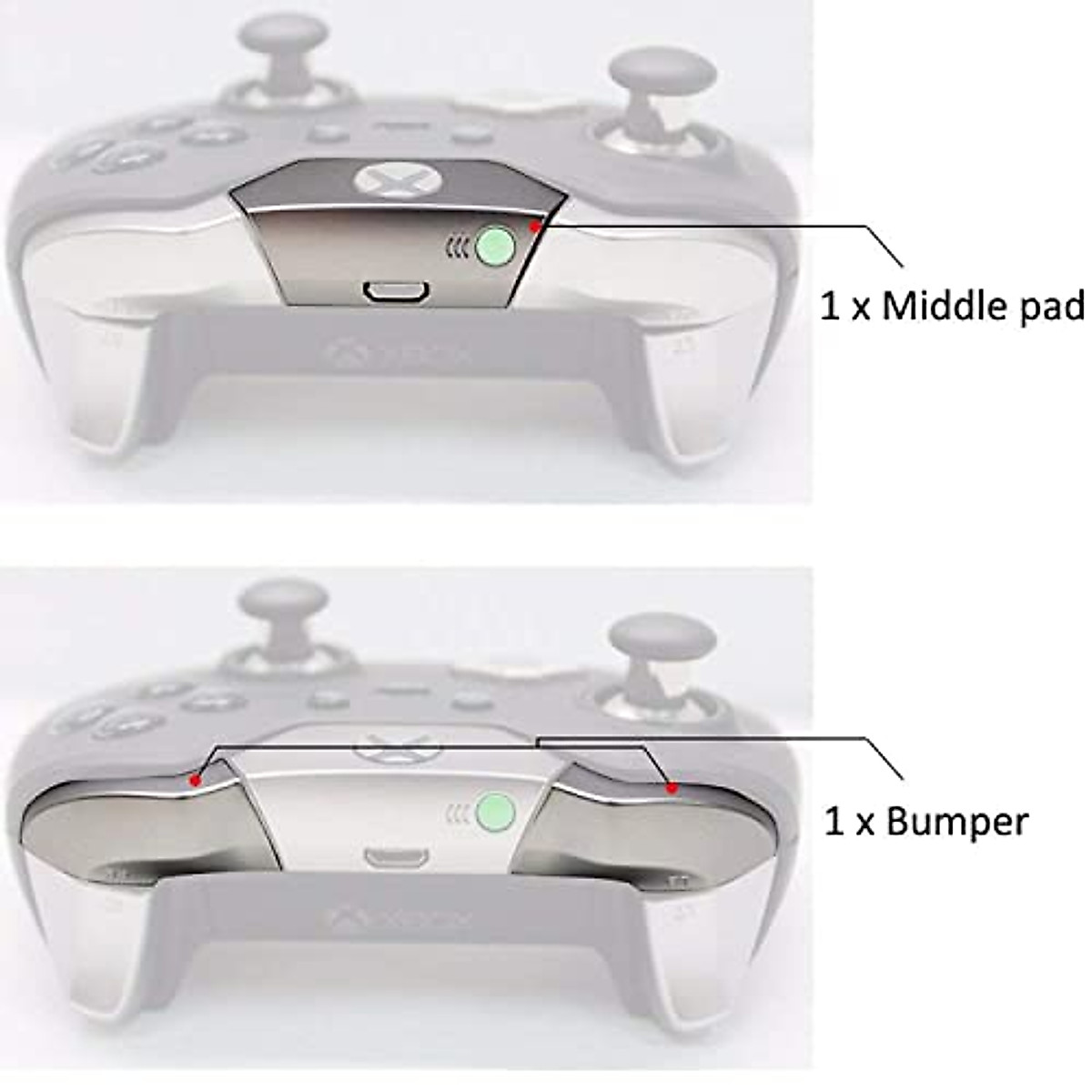 E-MODS GAMING Replacement Silver LB RB Bumper Trigger & Middle Kit for Xbox One Elite Controller Xbox One with 3.5mm Jack Versions