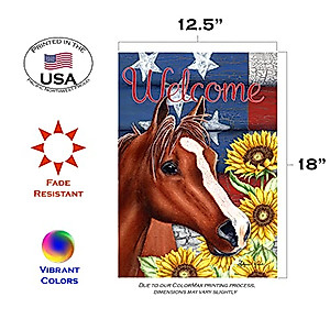 Toland Home Garden 1112217 Sunflower Horse Patriotic Flag 12x18 Inch Double Sided Patriotic Garden Flag for Outdoor House Flower Horse Flag Yard Decoration