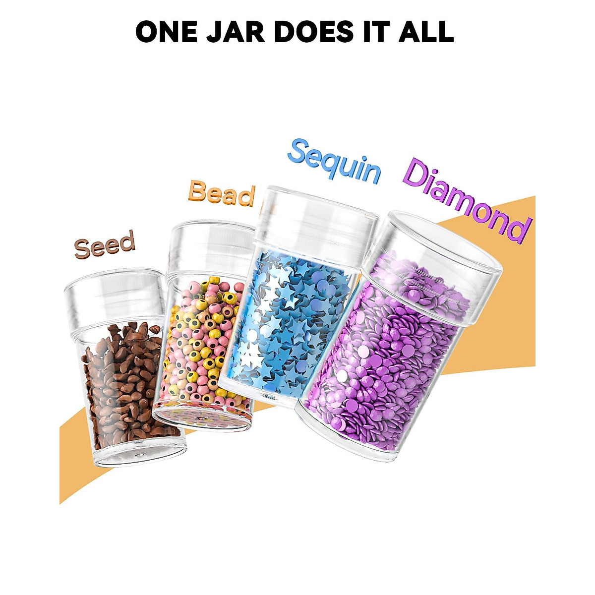 ARTDOT Diamond Painting Storage Containers, 4 Pack Stackable Bead Organizers with 128 Slots and Diamond Art Accessories and Tools for Beads Nail Pill Rhinestones Seed