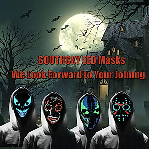 SOUTHSKY LED Mask,M205,Full Face Masks with Luminous Blue Neon Lights for Halloween,Festival,Carnival,Fancy Costume,Cosplay Party