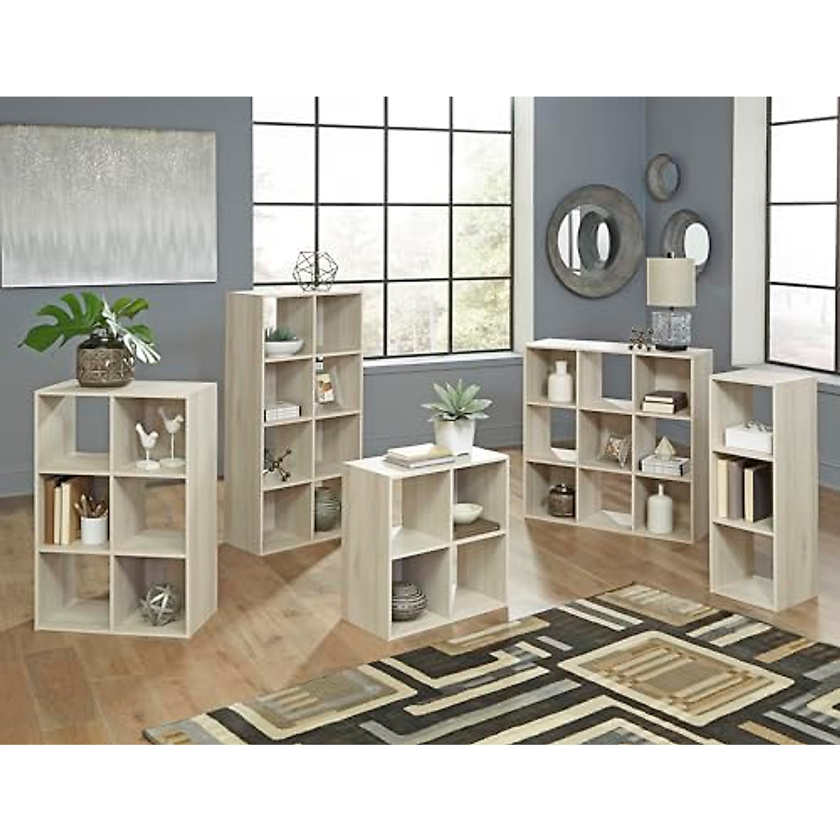 Signature Design by Ashley Socalle Modern 6 Cube Storage Organizer or Bookcase, Whitewash