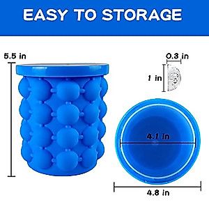 Aoutrow Ice Cube Mold, Silicone Ice Bucket Ice Cup with Lid (2 in 1), Press Type Easy-Release Ice Trays Ice Cube Maker for Frozen Cocktail, Whiskey, Beverages