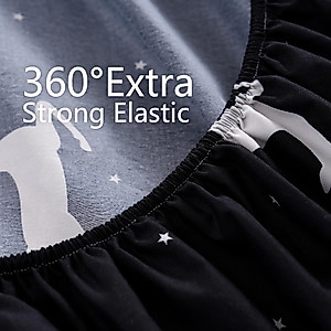 Bed Sheet Set - 3 Piece Twin Size - Reindeers/Stars Printed Christmas Decor - Soft Durable Microfiber Bedding Sheet Set,Deep Pocket,Stain,Fade & Wrinkle Resistant