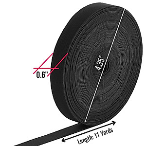 Mr. Pen- Elastic Band, 0.6", 11 Yards, Black, Elastic Band for Sewing, Black Elastic Band, Elastic Straps, Stretch Elastic for Sewing, Fabric Elastic Band, Waistband Elastic