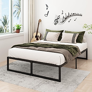 Lutown-Teen 14 Inch California King Bed Frames No Box Spring Needed Heavy Duty Metal Cal King Platform for Mattress Foundation, Noise Free, Easy Assembly, Black