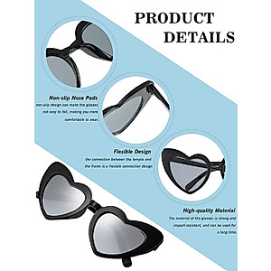 Weewooday 10 Pairs Heart Shaped Sunglasses Bachelorette Bridesmaid Sunglasses for Women Men Wedding Valentine Party(Black, White)