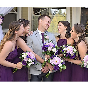 CHICNOW Bridesmaid Gifts Maid of Honor Proposal for Wedding Day Silver Bracelet Bridesmaid Jewelry Set Bridal Shower Bangle Bracelets for Women (Silver Set of 6)