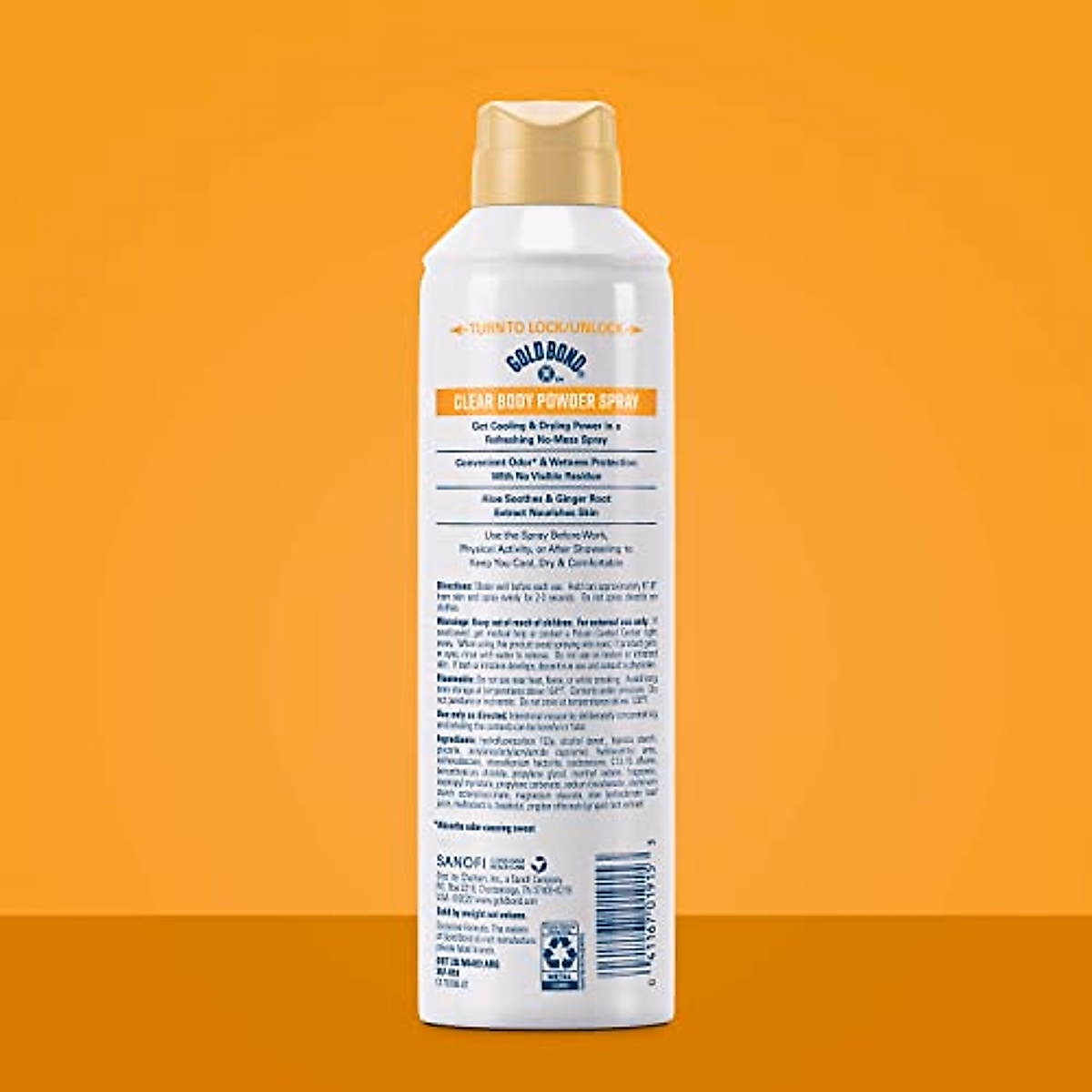 Gold Bond No Mess Clear Invisible Body Powder Spray, 7 oz., Absorbs Odor-Causing Sweat