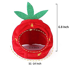 MQQYLBHDS XS Dog Halloween Costume Adjustable Cat Strawberry Hat Cute Pet Headgear Puppy Warm Cap Head Accessories for Small Dogs Kitten Rabbit (Strawberry)