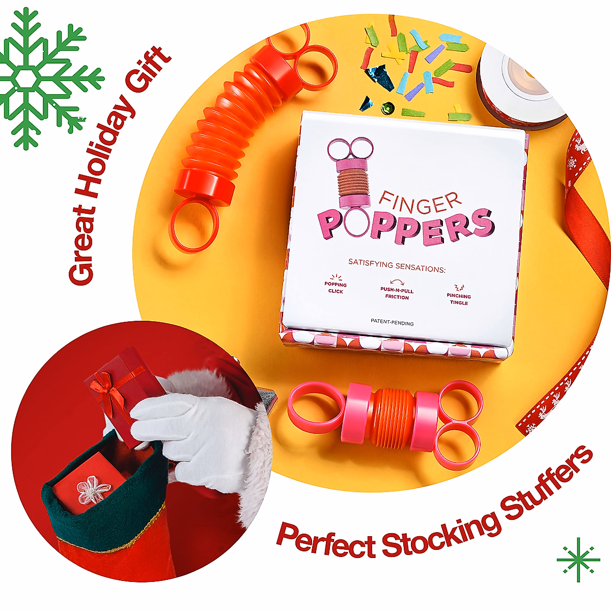 Finger Poppers Fidget Toys, Finger Fidgets for Women, Men, and Young Adults, Finger Strengthener and Exerciser Sensory Toy, Occupational Therapy Toys, Pack of 2 Stocking Stuffers