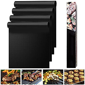 Grill Mat Set of 4, Oven Liners for Bottom of Electric Oven and Gas Oven Reusable Nonstick Oven Protector Liner Heat Resistant Grill Mats for Outdoor Grill 16.25 x 23 inch