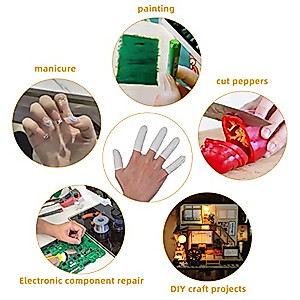 Jawflew Finger Cots, Latex Finger Cots Finger Protector Support Finger Covers Disposable Medium Finger Gloves 100g (Approx.100 PCS) (Medium - Pack of 100)
