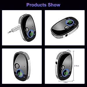 Friencity Aux Bluetooth Adapter for Car, Wireless Bluetooth 5.0 Audio Receiver w/ Hands-Free Calling Noise Cancelling for Car/Home Stereo System, Wired Headphones/Speaker, Music Streaming