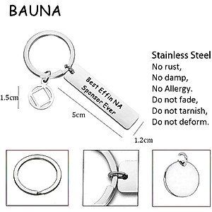 BAUNA Sponsor Gift Sobriety Gift NA Sponsor Appreciation Keychain Narcotics Anonymous Jewelry Best Effin NA Sponsor Ever (NA Sponsor Keychain)