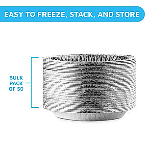MontoPack 9” Aluminum Foil Pie Pans | Round Disposable Containers with Angled Walls for Tart Baking, Storing, Serving & Reheating | Freezer and Oven Safe, Recyclable | 50-Pack of Cake Tins