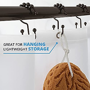 Maytex Shower Curtain Hooks, Shower Curtain Rings, Rust-Resistant Decorative Double Roller Glide Shower Hooks, Shower Rings for Bathroom Shower Rods, Curtains, Liners, Set of 12, Oil Rubbed Bronze