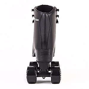 Skate Gear Extra Support Quad Roller Skates for Kids and Adults (Black, Women's 6 / Youth 5 / Men's 5)