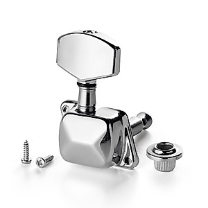 Vangoa 3L3R 6 Pieces Semi-closed Guitar String Tuning Pegs Tuner Machine Heads Knobs Tuning Keys for Acoustic or Electric Guitar, Chrome(Type B)