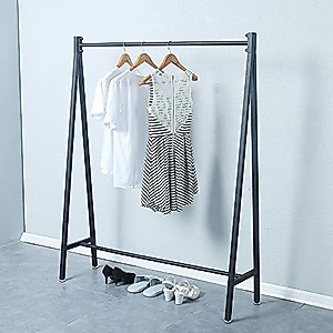 SULIANG Modern Clothing Rack for Boutiques,Heavy Duty Clothes Rack for Hanging Clothes,Industrial Garment Rack Standing Retail Display(Black)