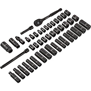 Denali 46-Piece 3/8-Inch Drive 6 & 12 Point Shallow/Deep Socket Set and 72 Teeth Reversible Ratchet, SAE/Metric Size With Carrying Case, 13.1 in x 9.7 in x 3 in