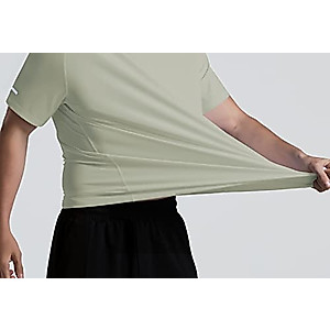 Men's Cooling Ice Silk Running Shirts Quick Dry Short Sleeve Athletic Gym T-Shirts UPF 50+ Outdoor Workout Tshirts Light Green