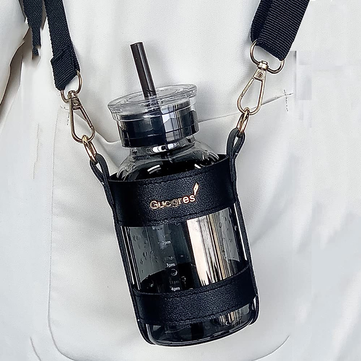 550ml Milk Juice Cute Water Bottle Portable Transparent Gray Water Cup Glass Bottles Creative Handy Cup with Scale Straw 2 Lids Aesthetic Cute Water Bottles