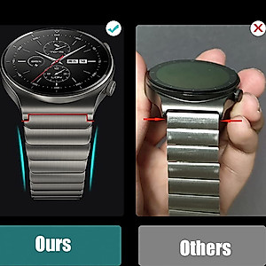 VeveXiao Strap Compatible with Huawei Watch 3/3 pro/ GT 46mm/GT2 Pro/GT2 46mm, 22mm Stainless Steel Replacement Strap for Samsung Galaxy Watch 46mm/Galaxy watch 3 45mm/Gear S3 Band (Titanium Grey)