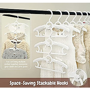 HOUÍSM Baby Hangers Adjustable for Nursery, 20Pack Cream White Baby Clothes Hangers, Cascading Fox Rack for Newborn Infant Toddler Child Closet, Boy Girl Connecting Bottom Hangers with Coat & Pants