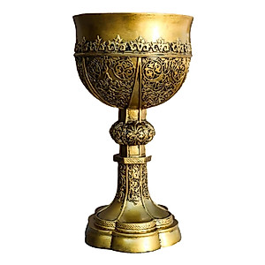 Ebros Decorative Merlin's Holy Grail The Golden Cup Of Life Decorative Chalice Ceremonial Cup Arthurian Legends Medieval Accent Decor