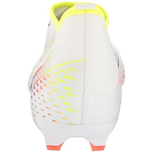 adidas Unisex Edge.3 Predator Firm Ground Soccer Shoe, White/Solar Yellow/Power Blue (Laceless), 11 US Men