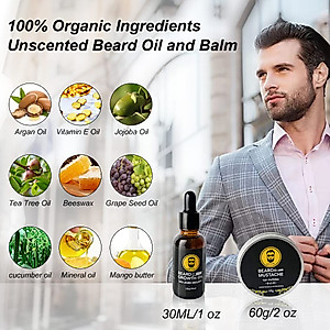 HALICOL Beard Growth Kit - Beard Kit Gifts Set with 0.25mm Beard Roller, Beard Growth Serum Oil, Beard Balm and Comb, Help Beard and Hair Growth - Gifts for Men Dad Him Boyfriend Husband Brother