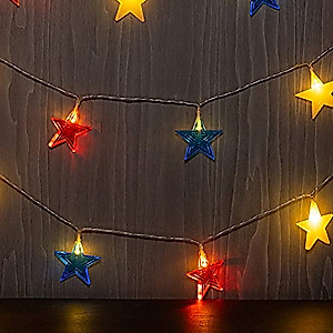 Dazzle Bright Independence Day String Star Lights, 9.5 Feet The Fourth of July 18 LED American Stars Battery Powered Red White Blue Memorial Day Patriotic Decoration for Indoor and Outdoor (1)