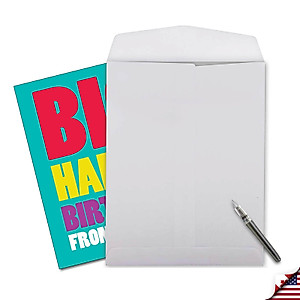 NobleWorks - 1 Happy Birthday Greeting Card Jumbo (8.5 x 11 Inch) - Celebration, Appreciation Stationery for Birthdays - Big Happy Birthday from Us J3900BDG