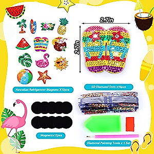 BABORUI 12Pcs Hawaii Diamond Painting Magnets, Beach Fridge Magnet Diamond Painting Kits for Adults Kids Toddlers, Small Magnets Diamond Art Kits for Crafts Home Decor