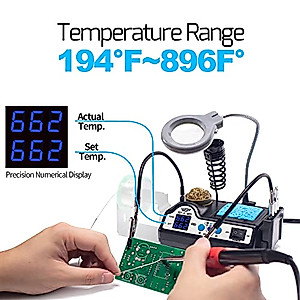 WEP 927-IV Soldering Station Kit High-Power 110W with 3 Preset Channels, Sleep Mode, LED Magnifier, 5 Extra Iron Tips, Tip Cleaner, 2 Helping Hands, Tip Storage Slots, Lead-free Solder Wire, Tweezers