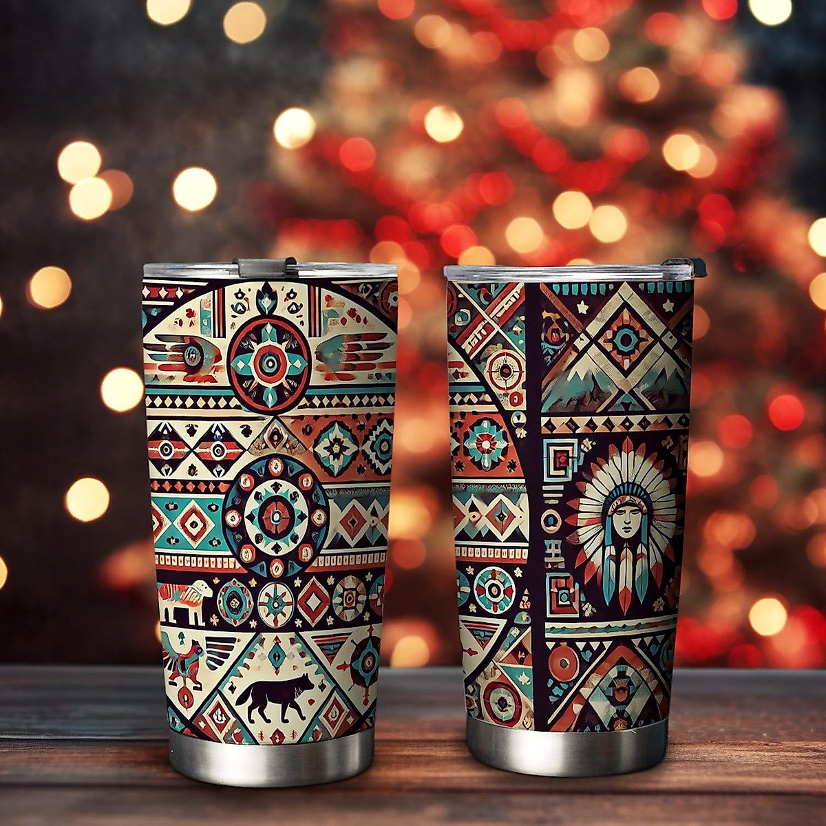 20oz Dreamcatcher Native American Tumbler, Native American Indian Gifts, Coffee Thermos for Women, Men, Stainless Steel Double Wall Vacuum Insulated Coffee Mug, Travel Cup with Lid