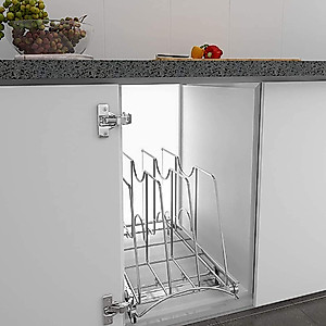 STORKING Slide Out Cutting Board Bakeware and Tray Organizer Pull Out Kitchen Cabinet Organizer Cookware and Bakeware Basket for Kitchen Base Cabinets 11" W 22" D 11.8" H