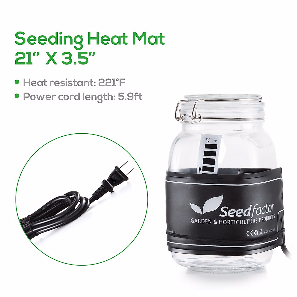 MET Certified Seedling Heat Mat, Seedfactor Waterproof Durable Germination Station Heat Mat, Warm Hydroponic Heating Pad for Indoor Home Gardening Seed Starter(3.5" X 21")