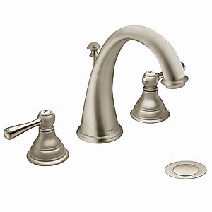 Moen Kingsley Brushed Nickel Two-Handle Widespread High-Arc Bathroom Faucet, Valve Required, T6125BN