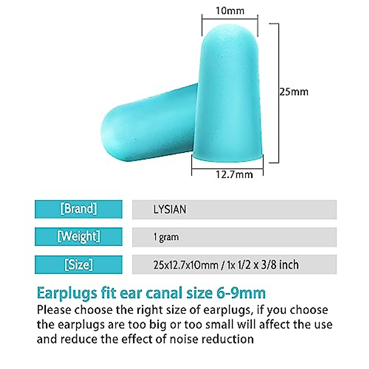 LYSIAN Ultra Soft Foam Earplugs Sleep, 38dB SNR 31dB NRR Sound Blocking Noise Cancelling Ear Plugs for Sleeping, Travel, Shooting and Working -60 Pairs Pack (Lake Blue)