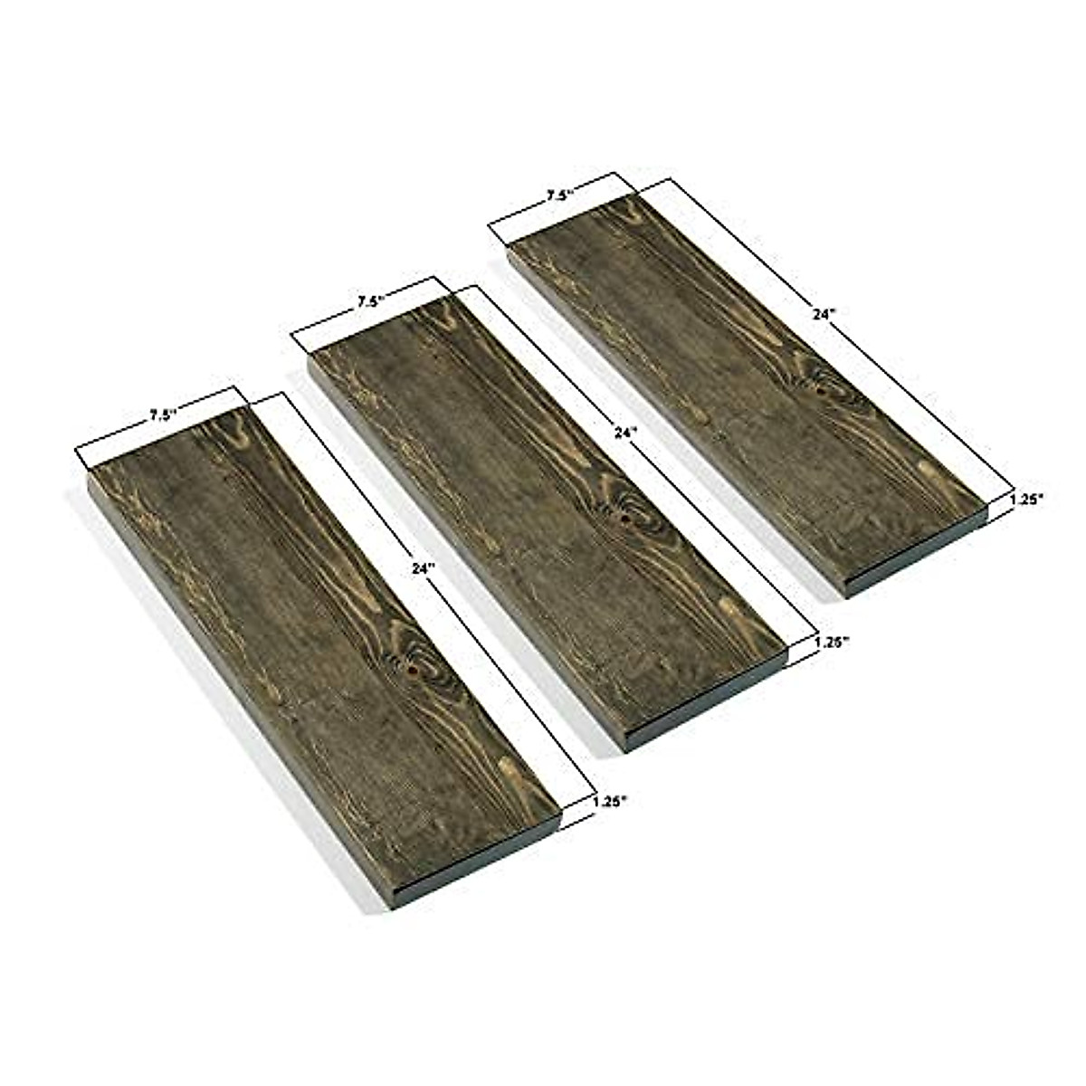 Mark One Home Goods 3 Tier Wood Shelves with Black Pipe Brackets (Walnut, 3 Tier)