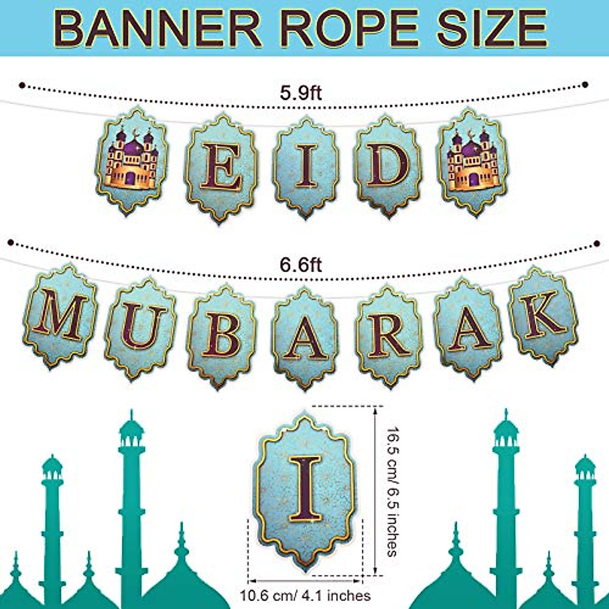 Eid Mubarak Decorations Banner Ramadan Mubarak for Muslim Ramadan Party Supplies Eid Mubarak Banner Garland Bunting Sign No Assembled Required